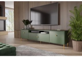 Televizní stolek RTV Mell 180 cm -  zlaté nohy Bílá