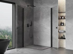 Mexen Mist-B Duo, 2-křídlý ​​výklopný sprchový kout 100 x 75 cm, čiré sklo, černý profil, 8A2-100-075-70-00