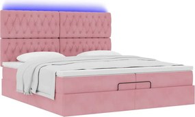 Osmanský rám postele s matrací růžová 200x200cm samet 3314419