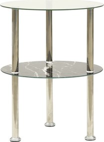 vidaXL 2patrový odkládací stolek průhledný 38 cm tvrzené sklo [322788] Barva: transparentní a mramorová černá