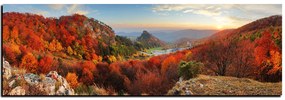 Obraz na plátně - Podzimní krajina při západu slunce, Slovensko, Vrsatec -panoráma 5260A (120x45 cm)