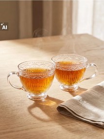 Sinsay - Skleněné šálky s reliéfním vzorem 2 pack - clear