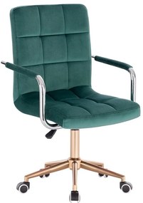 LuxuryForm Židle VERONA VELUR na zlaté podstavě s kolečky - zelená