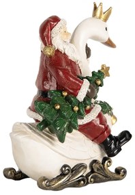Červená vánoční dekorace Santa Claus na labuti - 13*10*16 cm