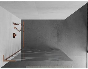 Mexen Kioto L, sprchová zástěna Walk-In 90 x 200 cm, 8mm čiré sklo bílý vzor, ​​měděný matný profil, 800-090-103-65-85