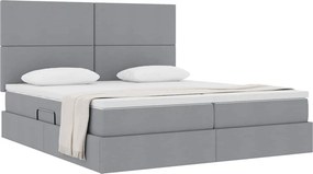 Postel s úložným prostorem Světle šedá 200 x 200 cm Textil 3372191