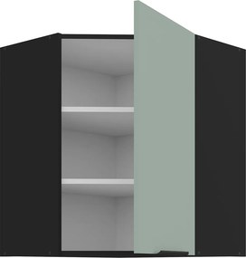 ARIA sc | horní kuchyňská skříňka 60x60 GN-72 1F (45°) rohová s policemi | 60x60 cm | černá/aquamarine