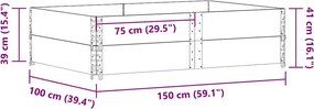 Zahradní truhlík černý 150 x 100 cm masivní borové dřevo 3295416
