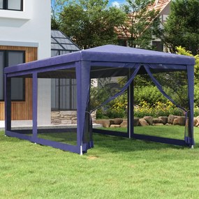 Party stan se 6 síťovanými bočnicemi modrý 3 x 6 m HDPE 319237