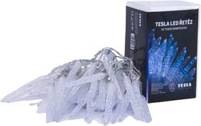 Světelný řetěz tesla - vánoční řetěz rampouch 7cm, 50led, 6500k, 5m + 30cm kabel, 3x aa baterie, čas. ip44