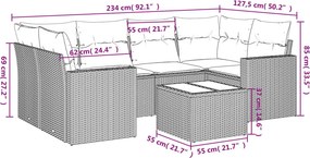 7dílná zahradní sedací souprava s poduškami černá polyratan 3251053