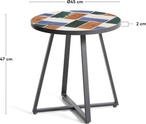 Kulatý zahradní stolek s keramickou deskou ø 45 cm Tella – Kave Home