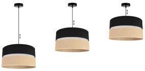 Závěsné svítidlo Juta, 1x jutové/černé textilní stínítko, (fi 40cm), b
