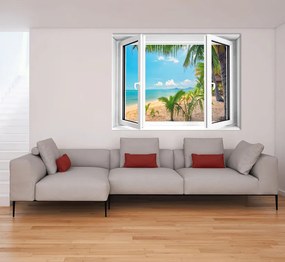 3D obraz okno na tropickou pláž Velikost (šířka x výška): 120x90 cm