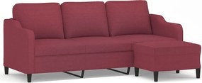 3místná pohovka s podnožkou vínová 180 cm textil 3201141