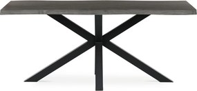 Stůl jídelní, MDF deska, kovová noha ve tvaru hvězdy, dekor šedý dub, černý lak (180 x 90) cm