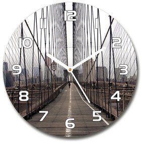 Wallmuralia Skleněné hodiny kulaté Brooklynský most fi 30 cm