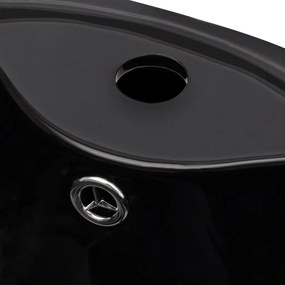 Stojací umyvadlo keramické kulaté černé, otvor na baterií, přepad - Default Title