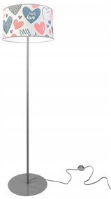 Dětská podlahová lampa HEART, 1x bílé textilní stínítko se vzorem, (výběr ze 2 barev konstrukce), O, P
