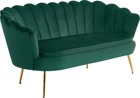 Tempo Kondela Luxusní pohovka, 2,5-sed, smaragdová Velvet / zlatá, styl Art-deco, NOBLIN