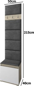 Eka Předsíňová stěna s čalouněnými panely Trinity 7 - Bílá sonoma /  Světlá béžová 2303