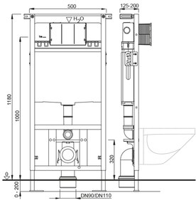 , Závěsné WC TAURUS s podomítkovou nádržkou a tlačítkem Schwab, bílá, LC1582-SET5