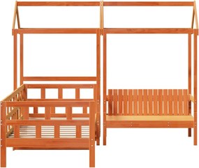 Válenda a lavice se střechou voskově hnědá 90 x 200 cm borovice 3282245