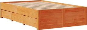 Postel bez matrace se zásuvkami hnědá 120x190 cm masiv borovice 3308824