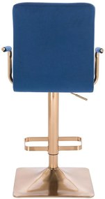 LuxuryForm Barová židle VERONA GOLD VELUR na zlaté hranaté základně - modrá