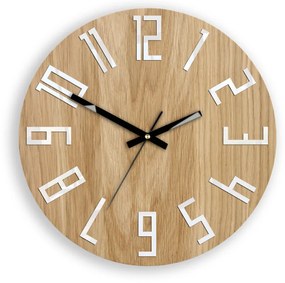 M.Clock Unikátní nástěnné dřevěné dubové hodiny 33,5cm různé barvy Barva: růžové