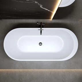 BPS-koupelny Volně stojící akrylátová vana HYD-POR503A 150x75 bílá, odtokový komplet černý