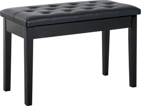 HOMCOM klavírní stolička klavírní lavice tradiční venkovský styl s úložným prostorem, kaučukové dřevo, umělá kůže černá, 76x36x50 cm pro hudebníky | …