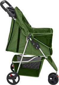 Skládací kočárek pro psa zelený 80x46x98 cm oxfordská tkanina 172198