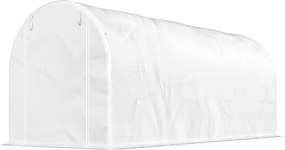 Outsunny Zelená Tunelová Skleník 500x200x205 cm se zipovým Dveřmi a 8 Okny, PE Kryt 140 g/m², Kovový Rám pro Pěstování Rostlin a Zeleniny Bílý | Aosom
