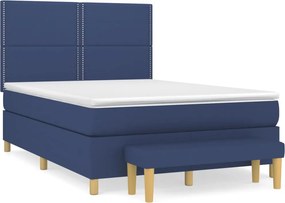 Box spring postel s matrací modrá 140x190 cm textil 3137075