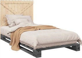 Rám postele s čelem šedý 100 x 200 cm masivní borové dřevo 3281581