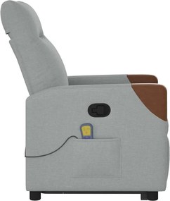 Zvedací masážní polohovací křeslo světle šedé textil 3324014