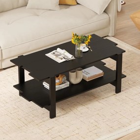 Costway 2patrový konferenční stolek s policí Obdélníkový Accent Table, černý
