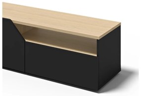 TV stolek s deskou v dekoru dubu v černo-přírodní barvě 180x38 cm Verone – TemaHome