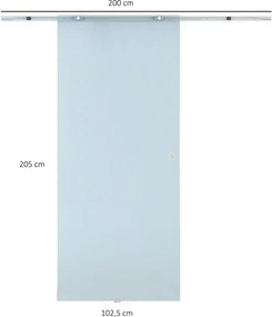 HOMCOM Posuvné skleněné dveře Posuvné skleněné dveře, matné sklo, 775/900/1025x2050 mm| Aosom
