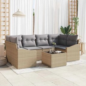 Set pohovek 7 ks Beige a šedá polyratan 3355289