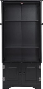 Costway Midi skříňka boční vysoká deska vysoká dřevo – 59 × 32 × 123 cm, černý
