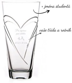 Dekorant Váza pro paní učitelku a se jmény žáků Hearts s krystaly Swarovski 25 cm