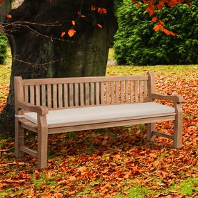 Teaková lavice Jackson s sedací polštář 200 cm + teak – krémová