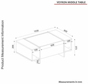 Konferenční stolek VEYRON 37,3x103,8 cm černá/zlatá