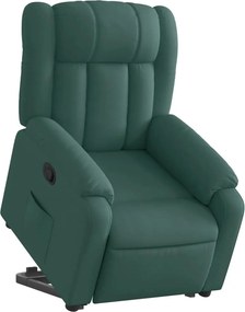 Zvedací polohovací křeslo tmavě zelené textil 3205322