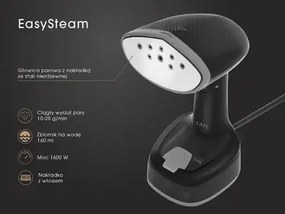 Lafe EasyStream LAFZEL47580 černá / Ruční napařovač / 1600 W / skládac