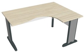 Stůl ergo vlna levý 160×120/80 cm - Hobis Cross CE 2005 L Dekor stolové desky: akát, Dekor lamino podnože: bílá, Barva nohou: černá