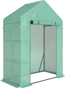 Outsunny zahradní skleník 143 x 73 x 195 cm s 2 odkládacími policemi, zelená