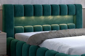 Manželská postel 180 cm Luxa (světlohnědá) (s roštem, úl. prostorem a LED). 1041569